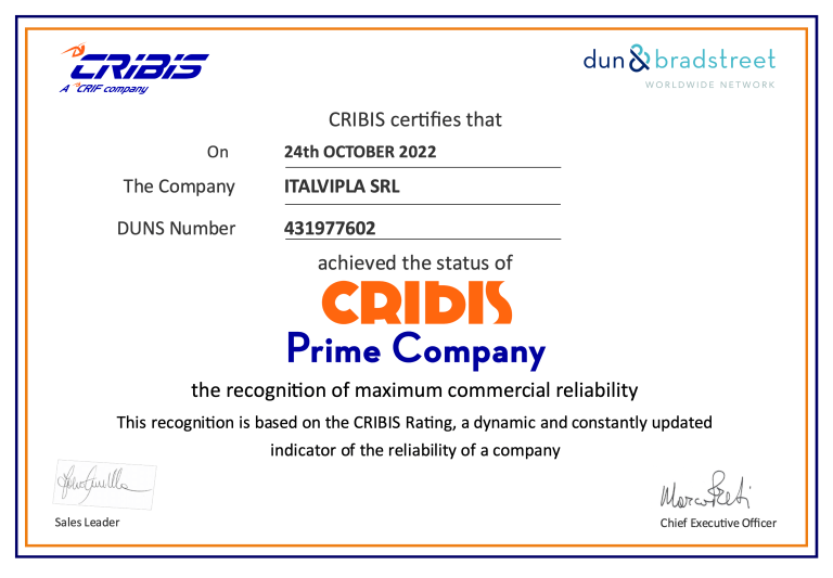 Certificazione Cribis - Italvipla